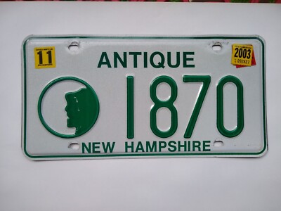 New Hampshire NH ANTIQUE License Plate 1870 | eBay