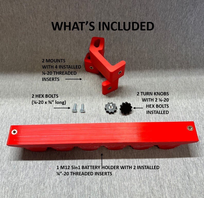 Milwaukee M12 Battery Holder 5-in-1 3D Printed Storage Solution for ...