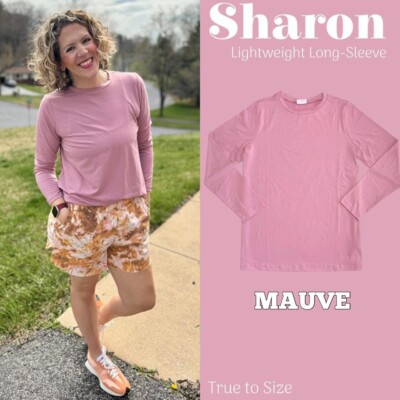 MEDIUM SHARON LuLaRoe ~ SOLID MAUVE PINK ~ Long Sleeved Top; Sizes 8-10 ...