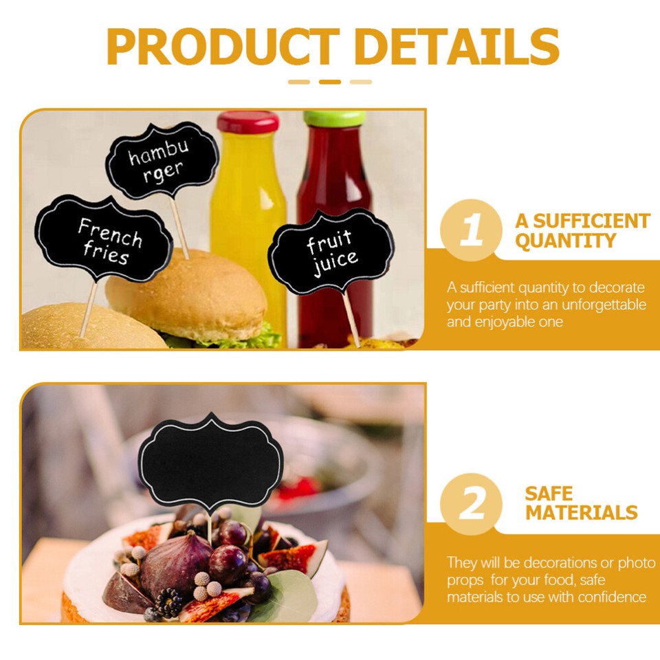 3 Pieces Blackboard Sticker Label Tooth Picks for Appetizer Charcuterie ...
