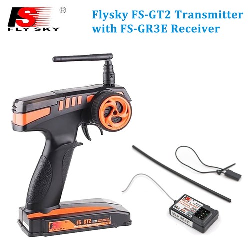 Flysky FS-GT2 2.4G Remote Control Transmitter FS-GR3E Receiver for RC ...