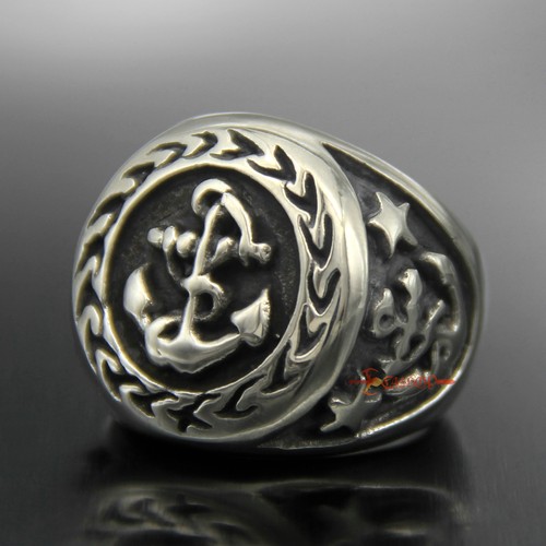 Men's Stainless Steel Marine Navy Nautical Sailor Anchor Ring Edelstahl ...