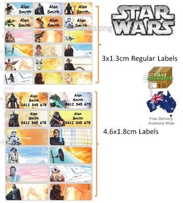 Star Wars Vinyl Personalised Name Label Sticker school book boy tag ...