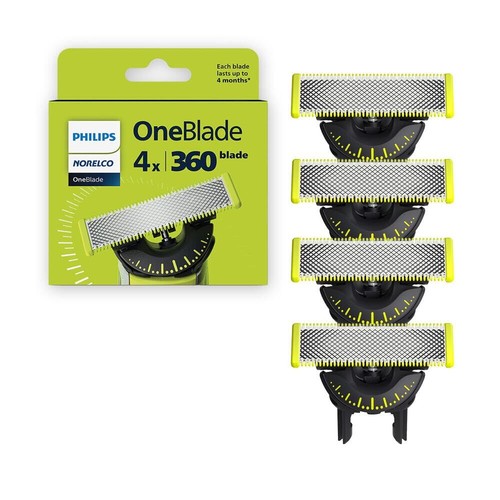 Philips Norelco OneBlade 360 Blades, Genuine Replacement Blades 4 Pack ...