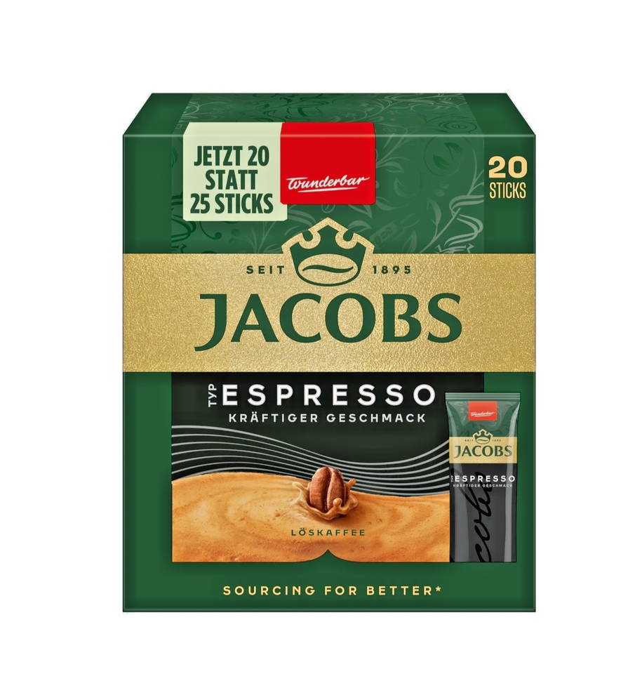 JACOBS Instant Coffee Espresso Type 12 x 20 Drink Sticks Instant Coffee ...