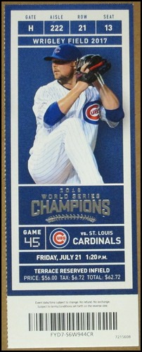 7/21/2017 Chicago Cubs St. Louis Cardinals Ticket Jon Lester Willson ...