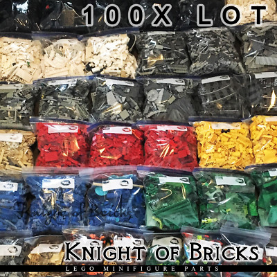 LEGO 100x Lot Pieces Random Bulk Black Gray White Blue Yellow Tan Free ...