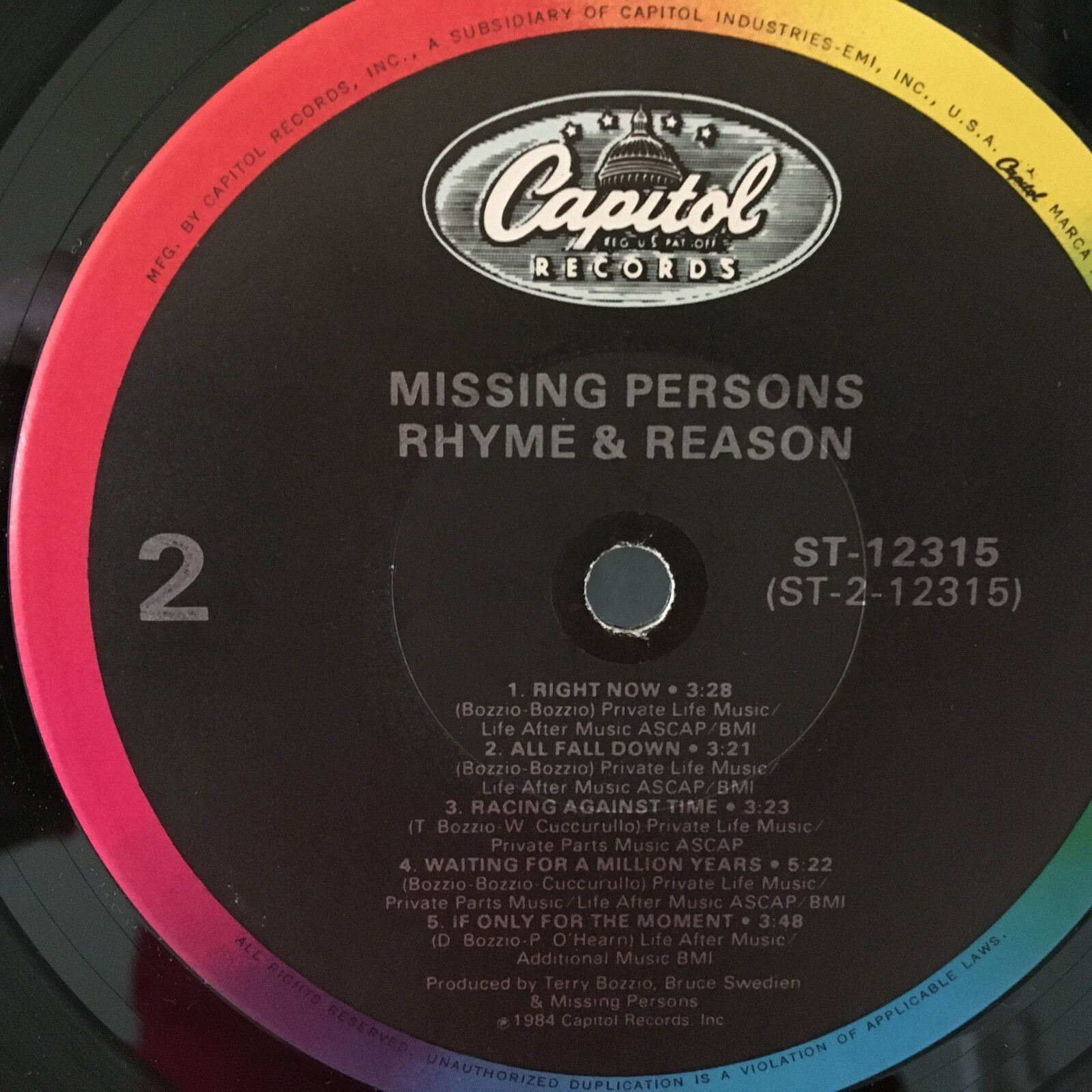 MISSING PERSONS LP RHYME & REASON | eBay