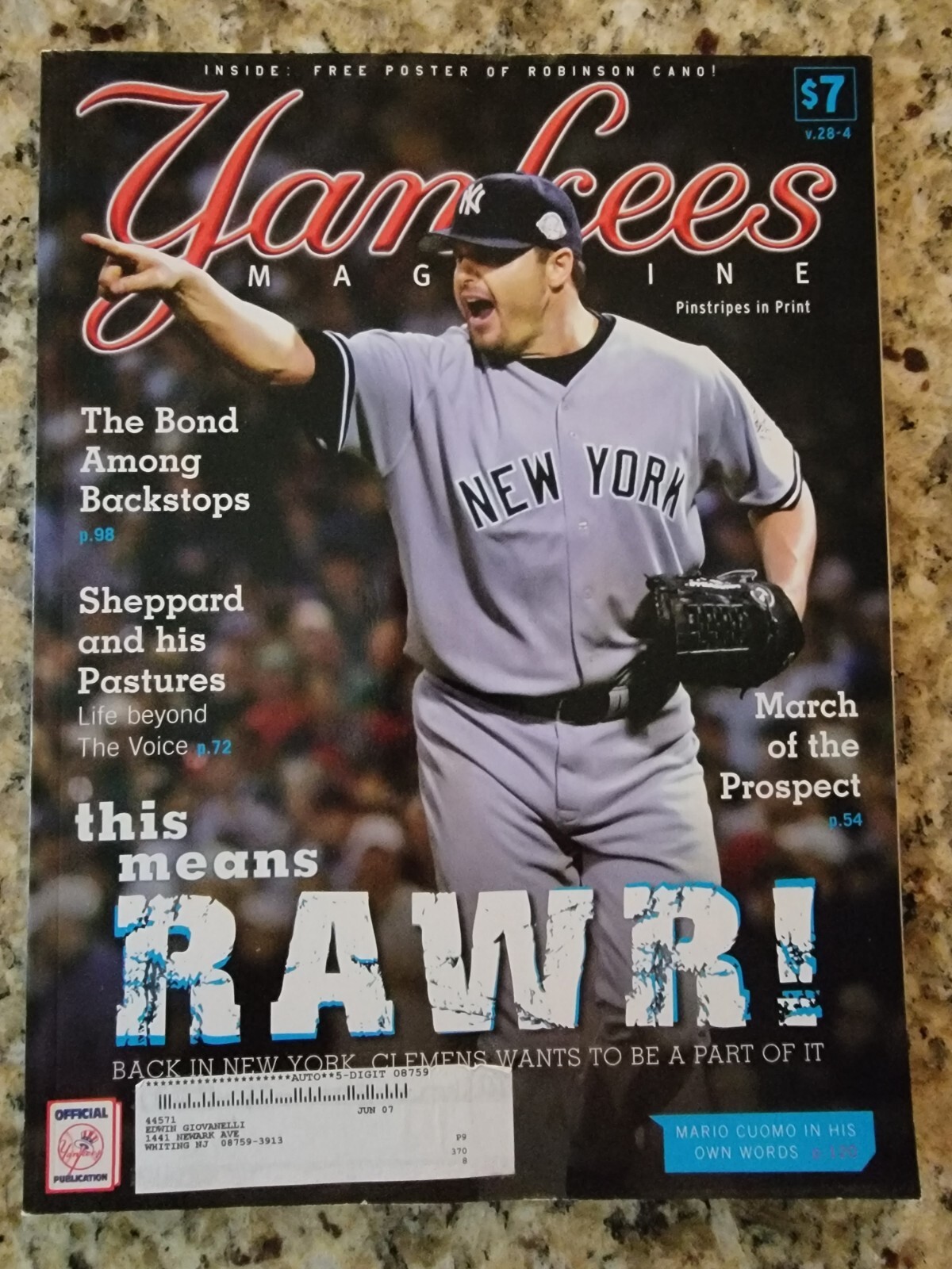 Yankees Magazines 2007 - Lot of 2 - Clemens & Posters of R. Cano & M ...