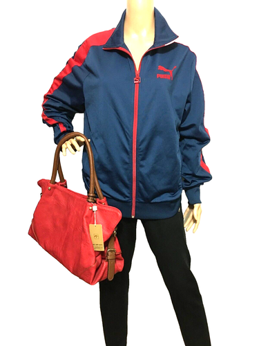 Puma dark blue zip jacket, red striped trim, sz. 12-14/M For all ...