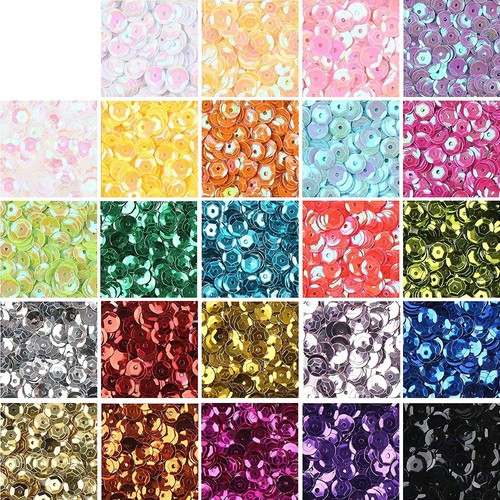 16000PCS 6MM Bulk Loose Sequins,Mixed 24 Colors Rainbow Round Cup ...