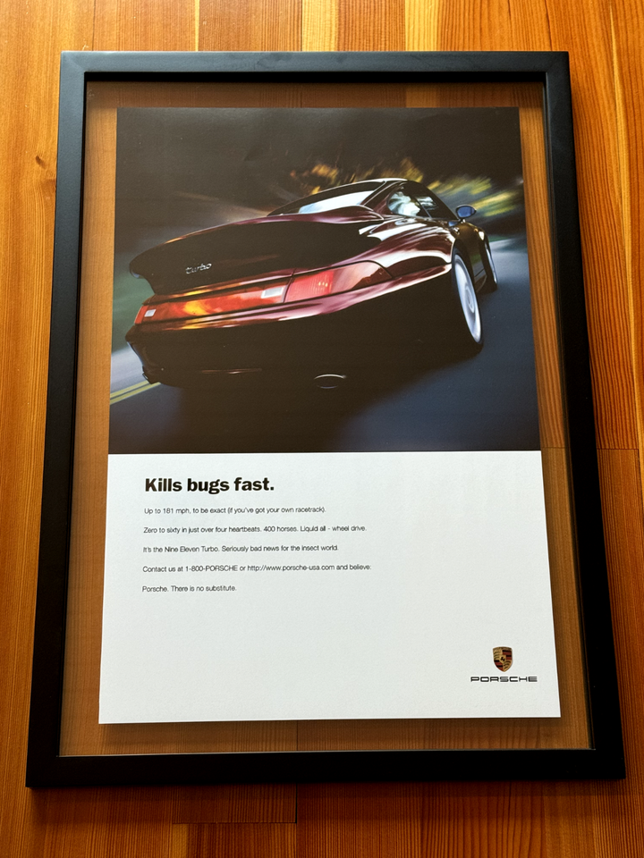 Porsche 993 911 Turbo "Kills Bugs Fast" Advertisement Large Poster or ...