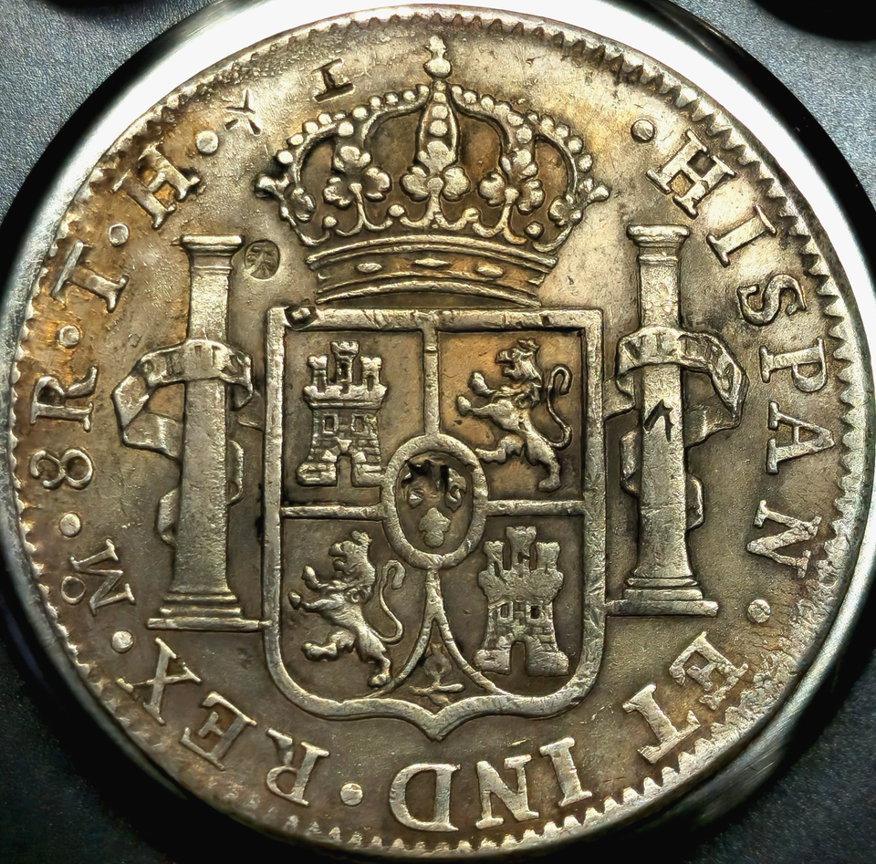 8 Reales 1804 TH GRATIA King Charles IV HISPAN (Mexico) Chopmarked ...