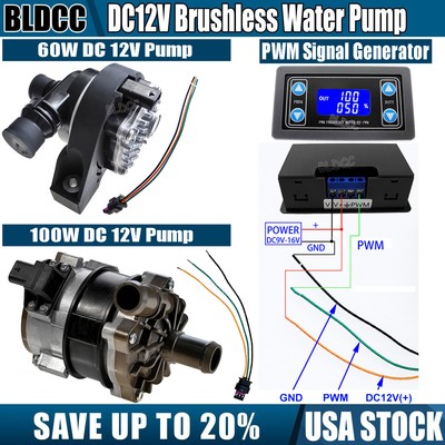 Automotive 12V 60W 100W PWM Brushless Water Pump High Flow Engine ...