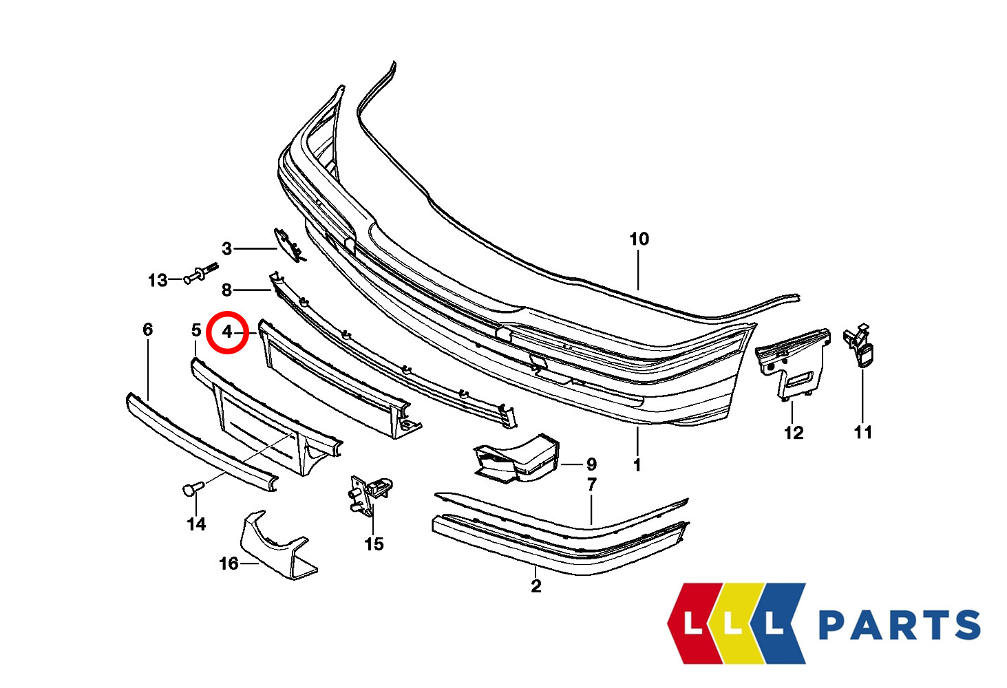 OEM BMW 7 E38 Front Bumper License Plate Base 51118125311 Genuine for ...