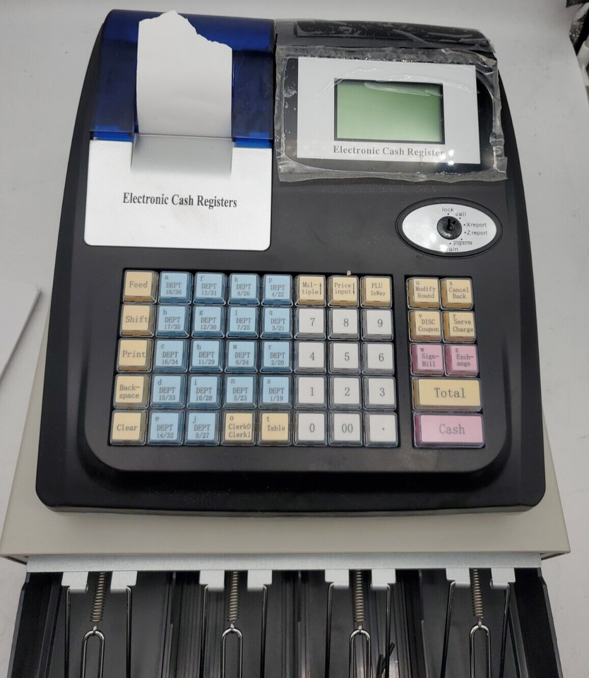 SNKOURIN Cash Register,Electronic Pos System Cash Register with 48 Keys ...