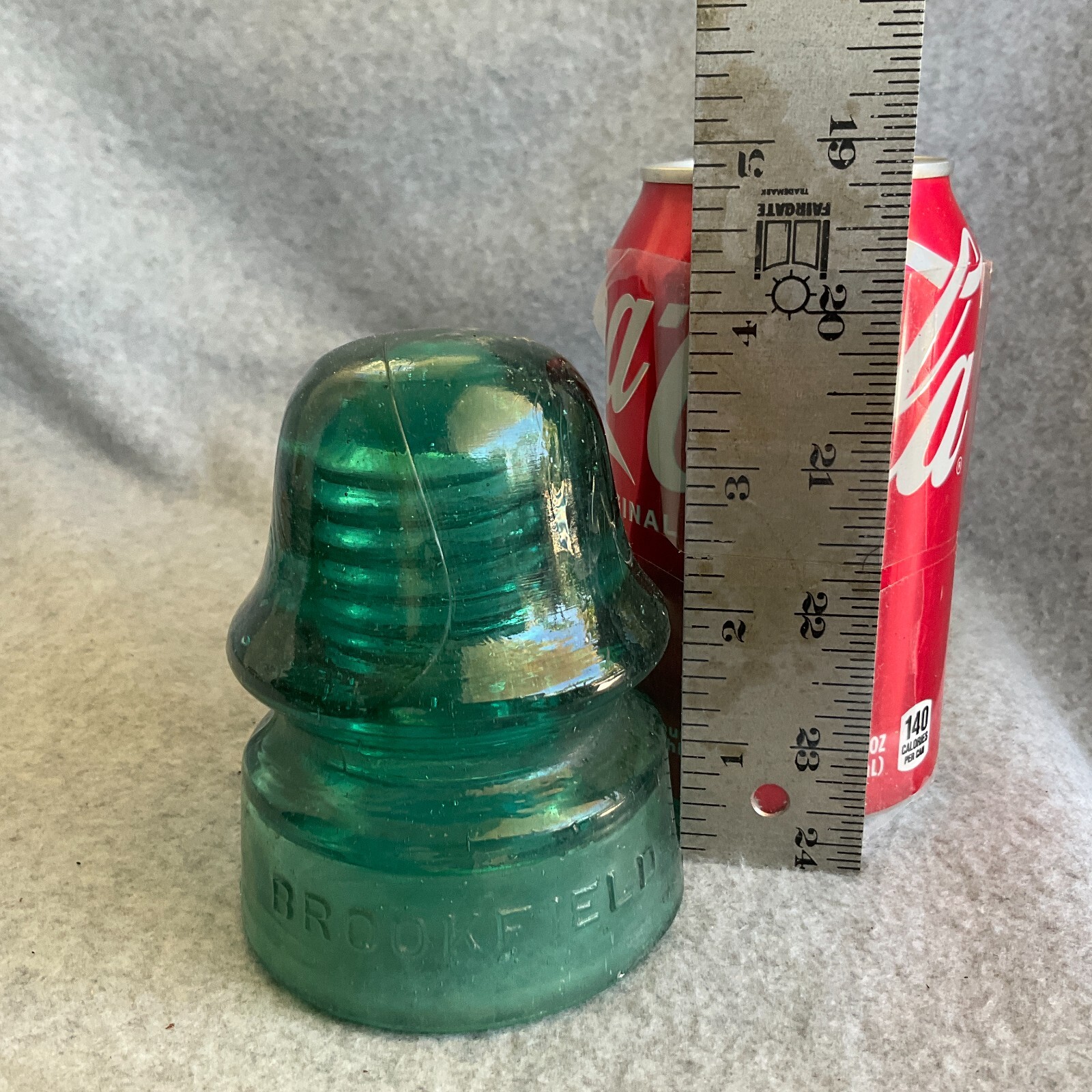 Vtg Brookfield Green Glass Insulator White Sludge, Olive Streaks ...
