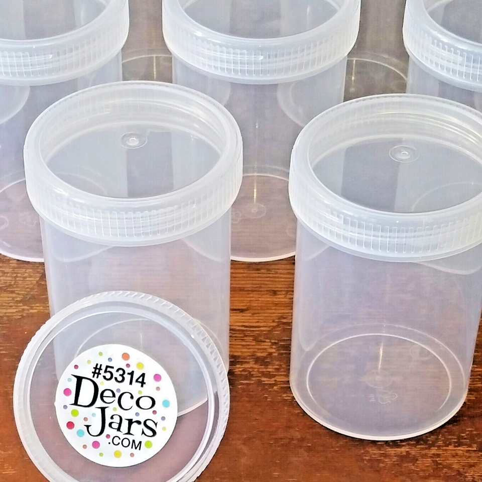 10 Plastic 3 ounce volume Jar Bottle Clear Cap Screw Top Organize 5314 ...