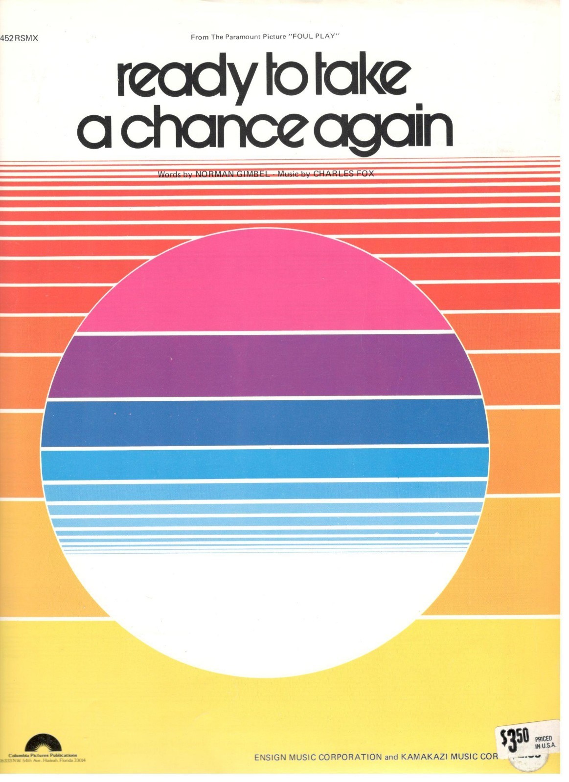 READY TO TAKE A CHANCE AGAIN-SHEET MUSIC-FOUL PLAY-PIANO/VOCAL/GUITAR ...