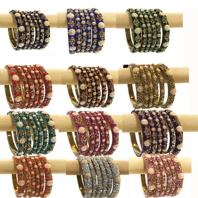 2x Thick Crystal Diamante BANGLES, Churiya Kara Indian CHURI Pakistani ...