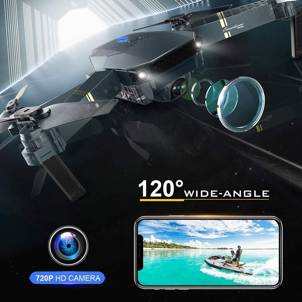 Quadcopter Drone & Camera Live Video120° FOV 720P HD Camera Foldable25 ...