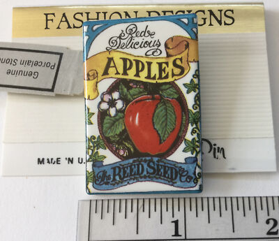 Apple Seed Packet By Reed Seed Co Porcelain Pin On Original Card | eBay
