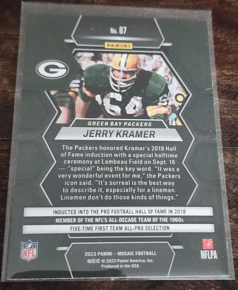 Jerry Kramer 2023 Panini Mosaic card #87 Green Bay Packers NFL | eBay