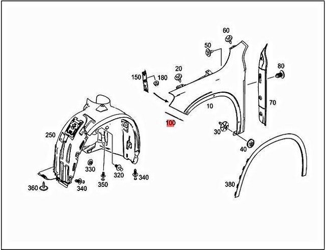 MERCEDES OEM 15-17 Gla250 Fender-front Seal Left 1568890195 for sale ...