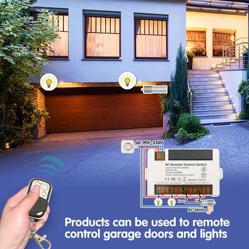 4 Channels Wireless Relay Remote Control Switch 433Mhz RF AC 110V 120V ...