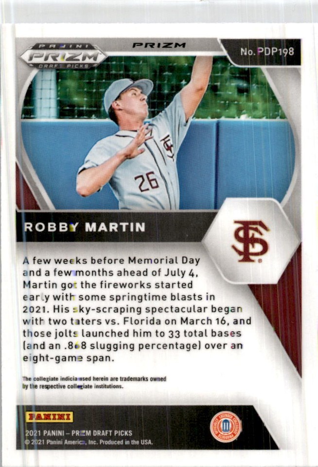 2021 Panini Prizm Draft Picks Robby Martin #PDP198 Blue Wave Prizm | eBay