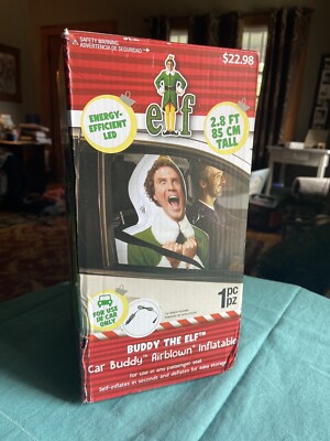BUDDY THE ELF CAR BUDDY AIRBLOWN INFLATABLE 2.8 FT TALL LED CHRISTMAS ...