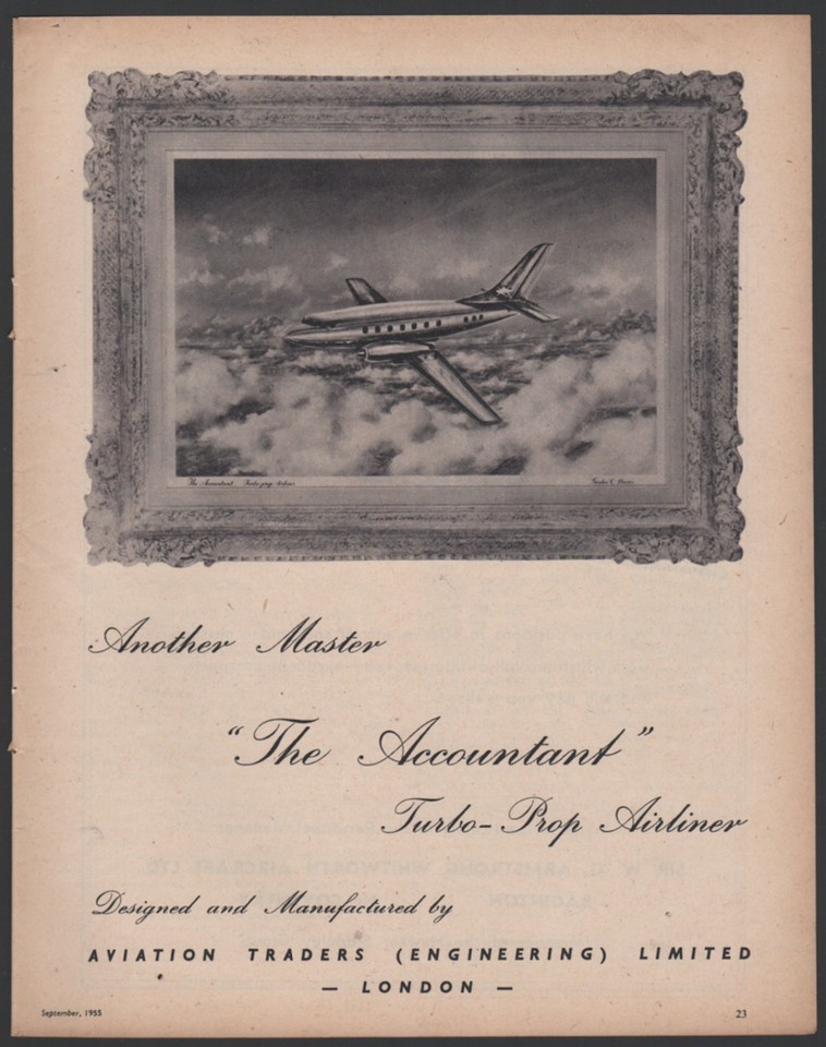1955 ACCOUNTANT Turbo-Prop Airliner Aircraft Plane Aviation Traders UK ...