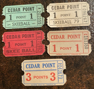 5 Different Vintage Cedar Point, Sandusky, Ohio - Skee Ball Tickets | eBay