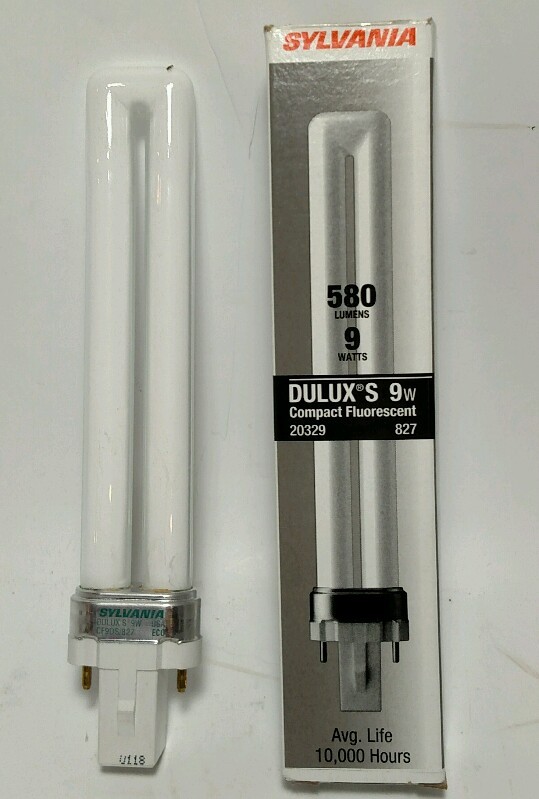 (8) 9W CF9DS / 827 20329 Sylvania Dulux S G23 Base Fluorescent Bulbs, 2 ...