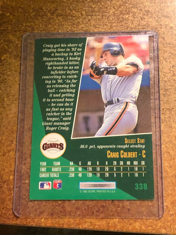 1993 Score Select Baseball # 338 Craig Colbert RC | eBay