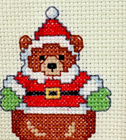 Cross Stitch Multicolor Roly-Poly Teddy Bear Santa Holiday Finished ...