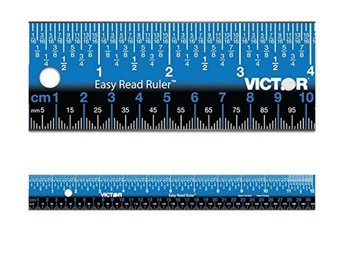 Victor Easy Read Stainless Steel Ruler Standard/Metric 12" - Blue ...