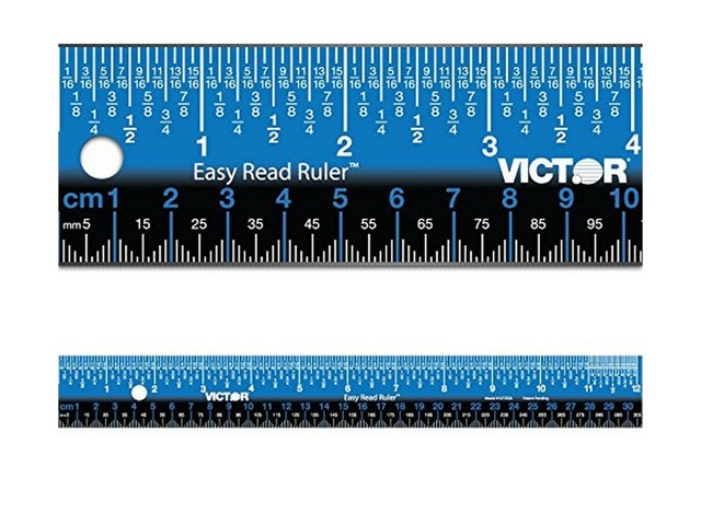 Victor Easy Read Stainless Steel Ruler Standard/Metric 12" - Blue ...
