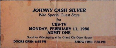 Johnny Cash Silver CBS TV Filming Ticket Stub Grand Ole Opry House TN 2 ...