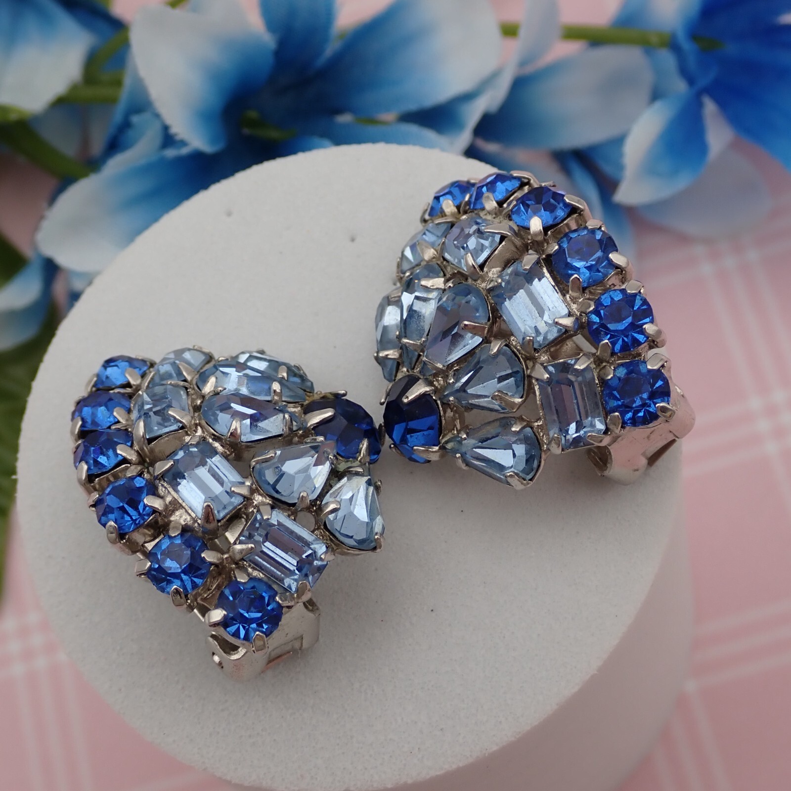 Vintage Shades Of Blue Multi Shape Rhinestone Silver … - Gem