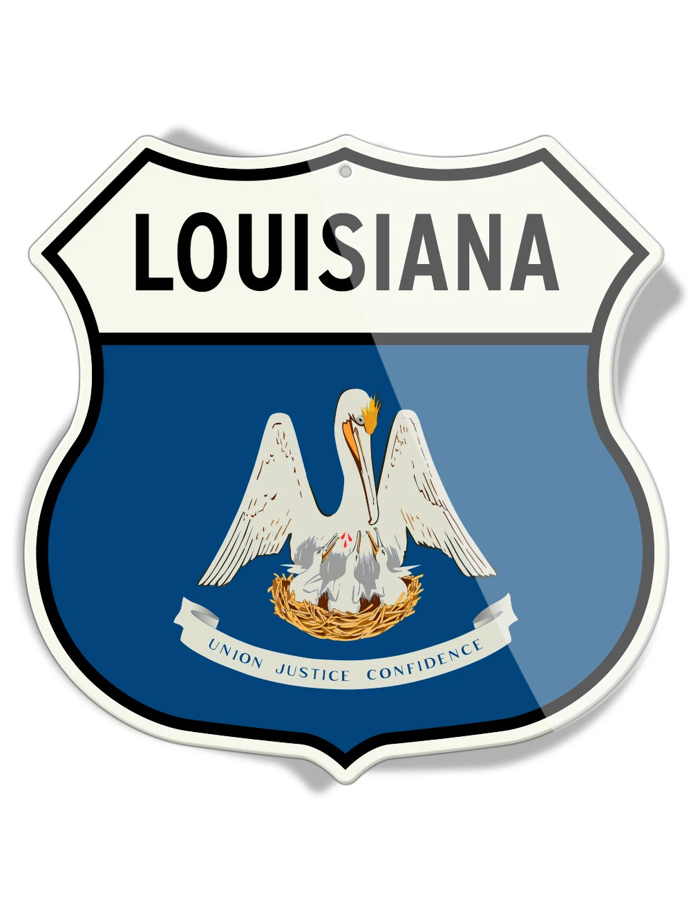 State Flag of Louisiana - Shield Shape - Aluminum Sign - Made in the ...