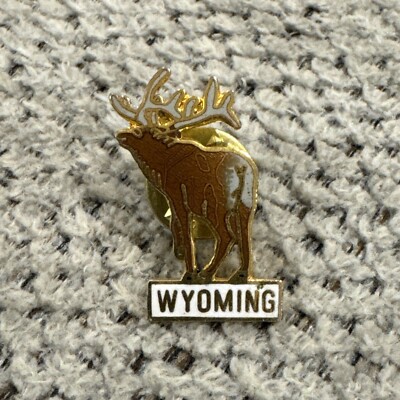 Vintage Enamel Lapel Pin Wyoming Yellowstone Elk Souvenir Tourist ...