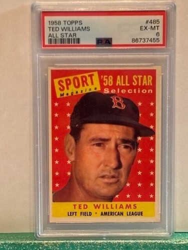 1958 Topps #485 Ted Williams All Star PSA 6 | eBay