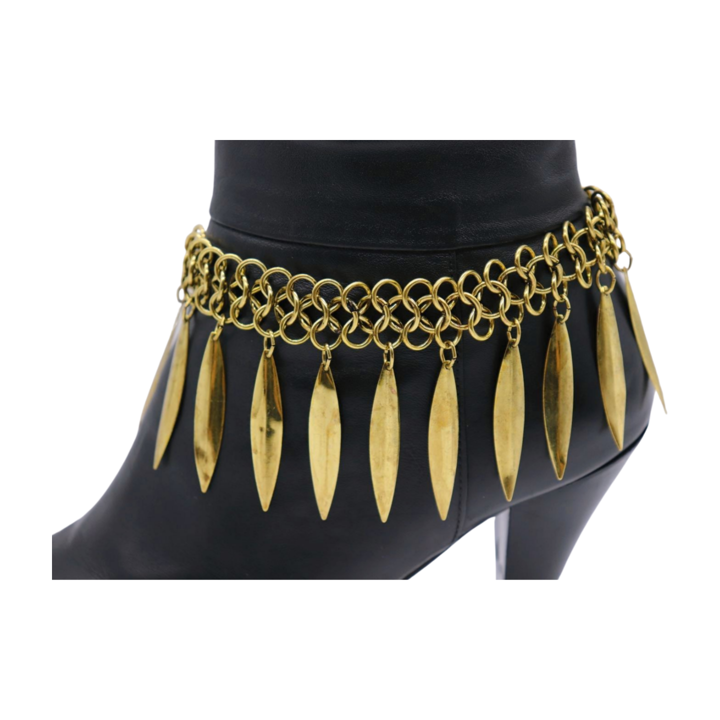 Women Antique Gold Metal Boot Chain Bracelet Shoe Anklet Ethnic Leaf ...
