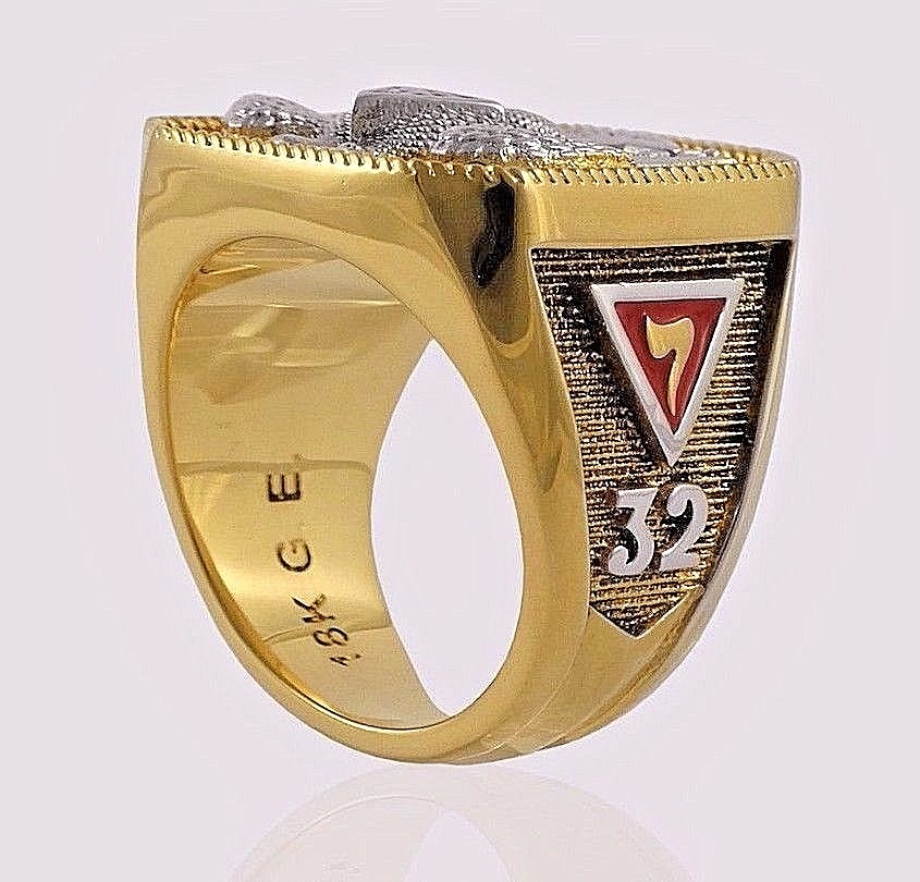 Scottish Rite 32 Degree Masonic Ring 18K Gold Pld Knights Templar by ...
