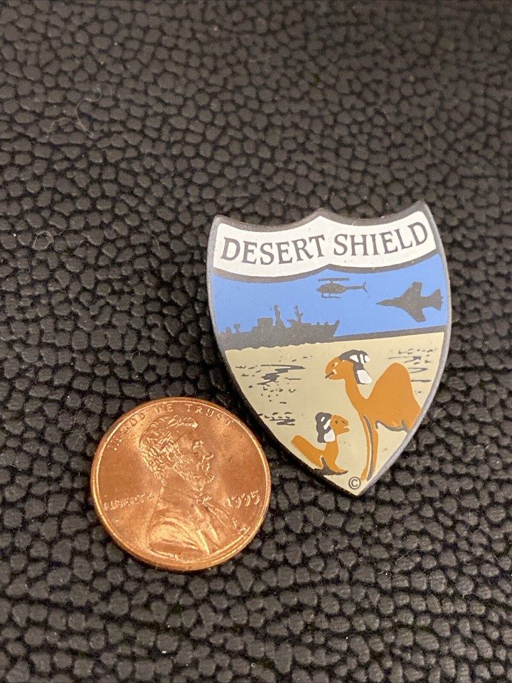 Vtg Desert Shield Hat Lapel Pin Camels Army Navy Unit Crest Insignia ...