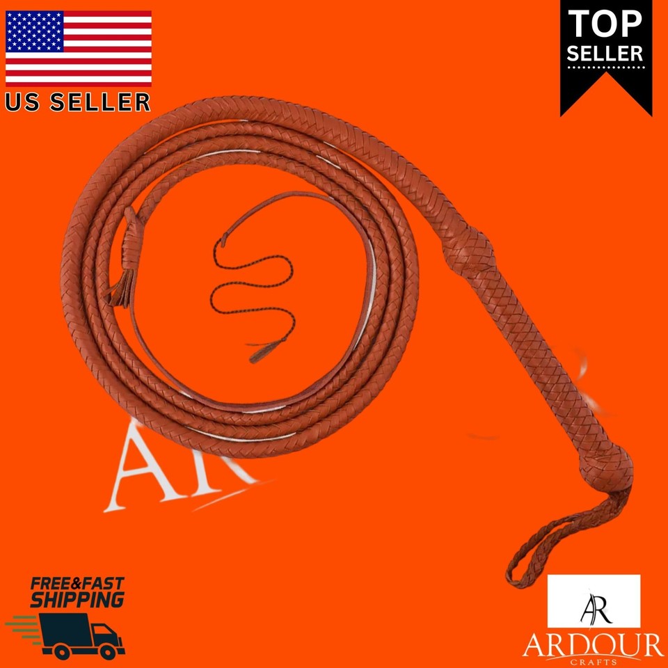 Cow Hide Leather Bullwhip 04 TO 10 Feet Long 12 Plaits Heavy Duty Whips ...