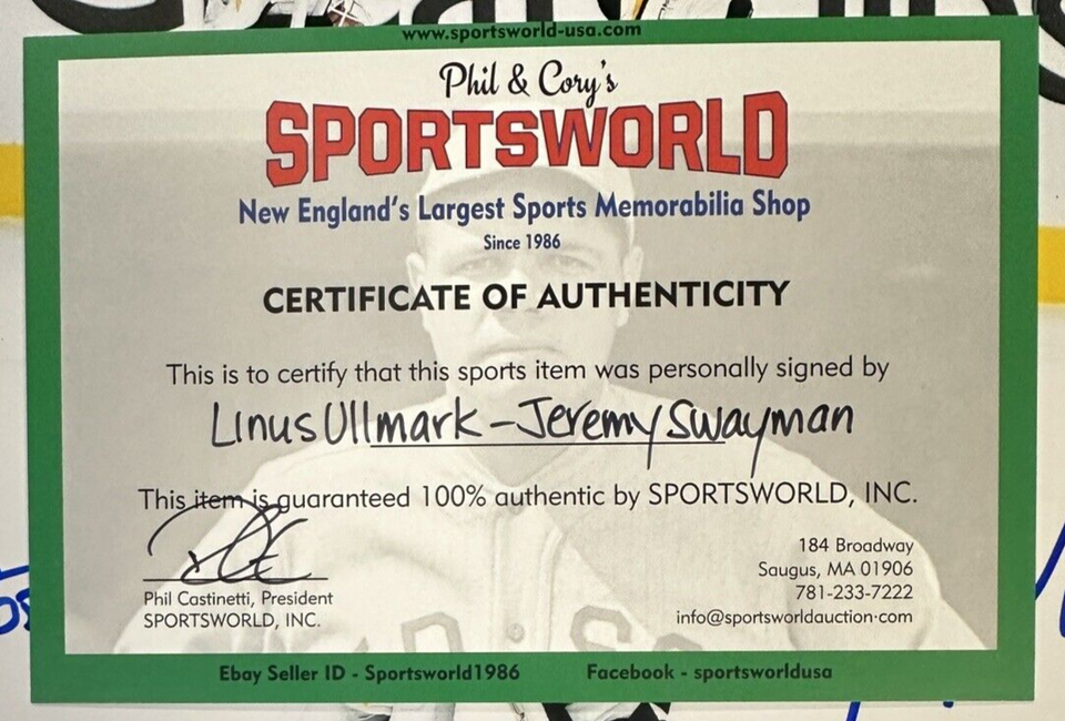 Jeremy Swayman & Linus Ullmark Autographed Boston Bruins Goalie Hug ...