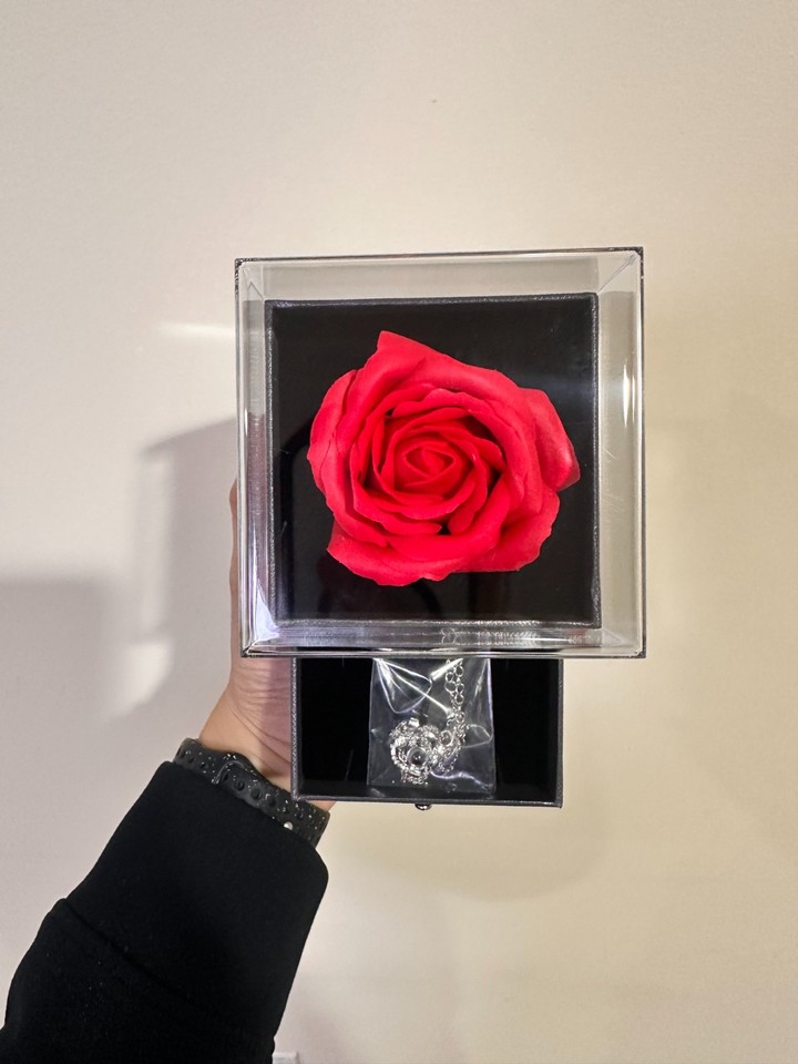 Preserved Eternal Rose Flower Gift Box With Necklace – Romantic Gift ...