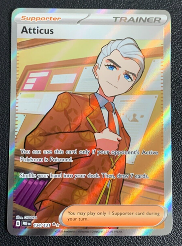 Atticus 134/131 Prismatic Evolutions Full Art Trainer Holo Pokemon TCG ...